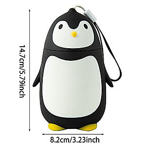 Aduomi Penguin Water Bottle Stainless Steel Insulation Water Bottles Coffee Cartoon Penguins Kids Gifts 8.4oz/250ML, Black, 5.79*3.23inch