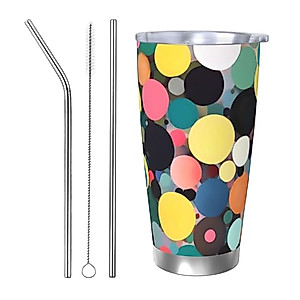 WXZYFP Car cup (single silver rim), can use a straw or drink directly, easy to use.Abstract painting of circles