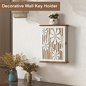 AHUONEL Key Holder Wall Mount Wooden Key Holder for Wall, Rustic Key Rack Wall Key Holder with 6 Key Hooks, Key Hanger Key Box Key Organizer for Entryway Hallway Office Home Decor