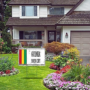 Guinea Yard Signs with Stakes 12x18 Inch International Bunting Banner Funny Yard Sign for House Rent Party Supplies Décor