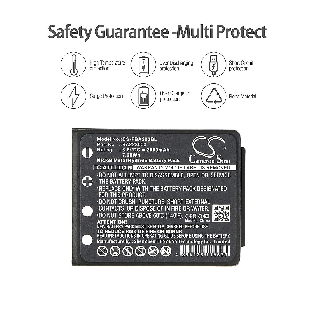 Replacement Battery for HBC Radiomatic Quadrix Keynote Patrol D Micron 4 Micron 5 Micron 6 Crane Remote Control, fits Part no BA223000 BA223030 FUB6