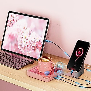 USB Coffee Mug Warmer:Smart Electric Coffee Cup Warmer for Desk with Auto Shut Off-Coffee Accessories for Home Office Desk (U1 Pink)