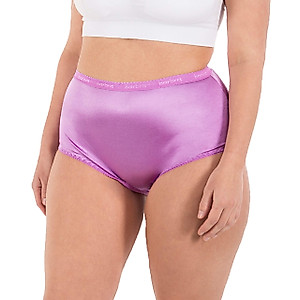 Barbra Lingerie Satin Panties S to Plus Size Womens Underwear Full Coverage Brief Multi-Pack (Grape, 4XL)