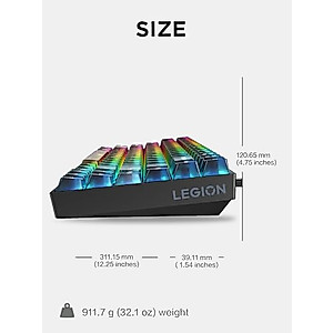 Lenovo Legion K510 Mini Pro Wired Mechanical Gaming Keyboard - 75% Compact Design, RGB Illumination, Hot-Swappable Mechanical Switches, Programable Keys