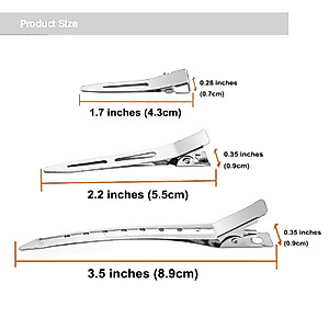 WILNAKWEL 40 Pcs Metal Duck Billed Hair Clips for Styling Sectioning,Silver for Women Long Hair, Alligator Curl Clips for Hair Roller,Salon,Bows DIY with Case