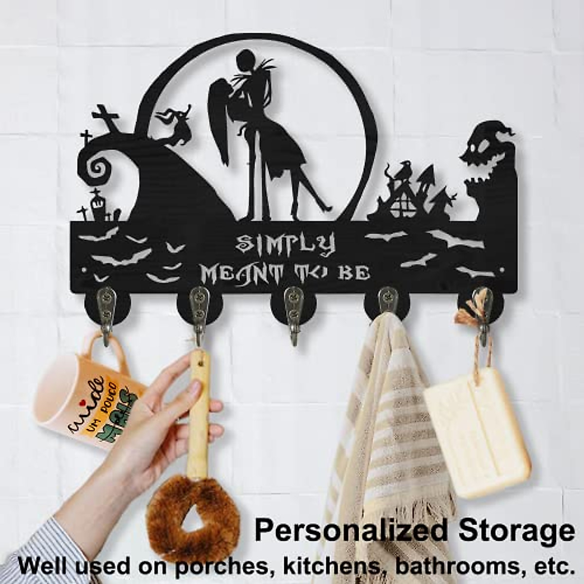 SANDIKSHA Cartoon Key Holder, Animation Style Wall Mount Organizer Wooden Key Rack with 5 Key Hooks, Rustic Home Wall Mounted Key Hangers Decor for Entryway Door Bathroom Kitchen，Gifts for Children…