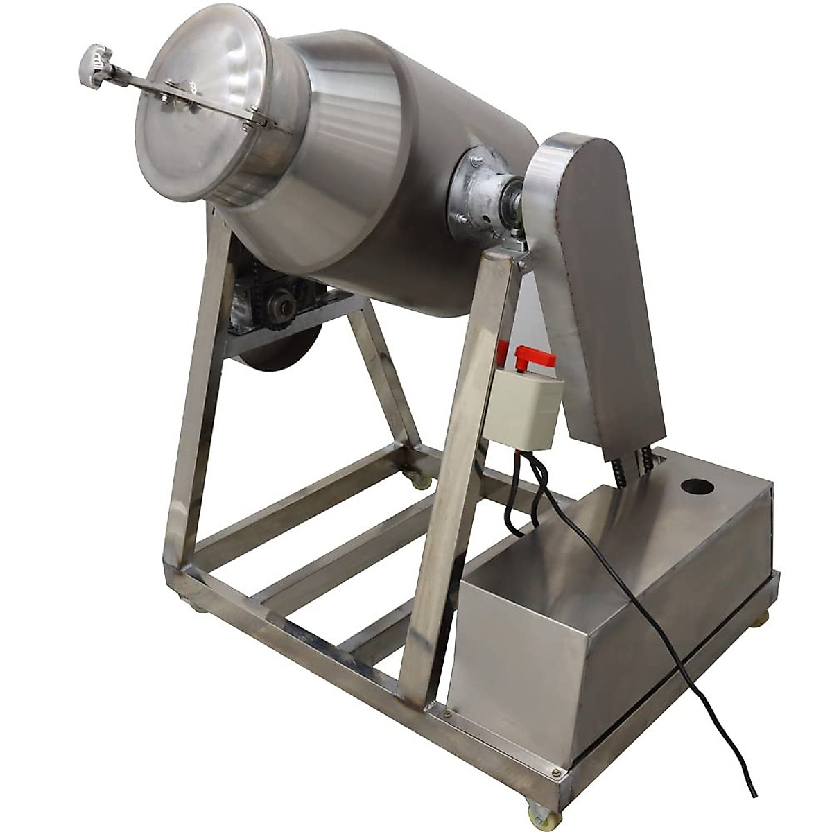 HayWHNKN 60L Dry Powder Mixer Blender Drum Particle Blender Mixing Machine 360°Rotation Metal Metallurgy Powder Blender for Feed Particle Granual 110V 2.2kw