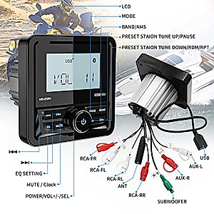 Bluetooth Marine Digital Media Receiver: 2.8" LCD Display Waterproof Boat Radio System - Marine Gauge Stereo with AM FM | USB AUX MP3 | 200W Pre-Amp EQ Subwoofer