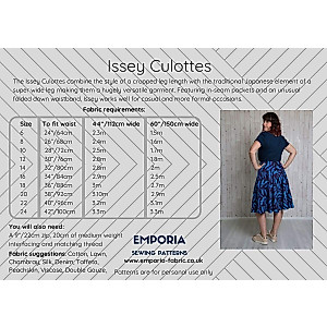 Womens Ladies Issey Culottes Sewing Pattern | UK 6-24 | EU 34-52 | US 2-20 by Emporia Patterns…