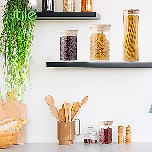 Utile Set of 4 Thick Glass Food Jar Set with Lid, 2 Pcs Vol.630ml/21.3oz, 2 Pcs Vol.1410ml/47.7oz, Glass Airtight Food Storage Canisters for Cookie, Pasta, Coffee Beans, 4045.2004.1