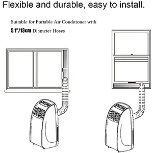 Portable Air Conditioner Window Seal Kit, Adjustable Length Window Slide Kit Plate for Portable AC Hose with 5.1" Diameter