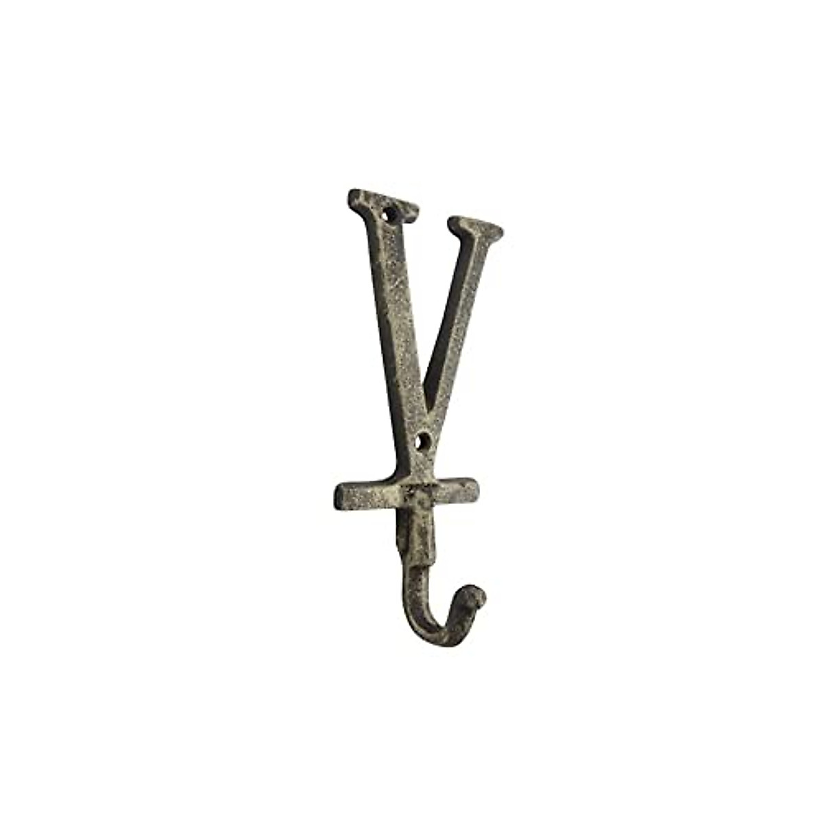 Handcrafted Nautical Decor Rustic Gold Cast Iron Letter V Alphabet Wall Hook 6"