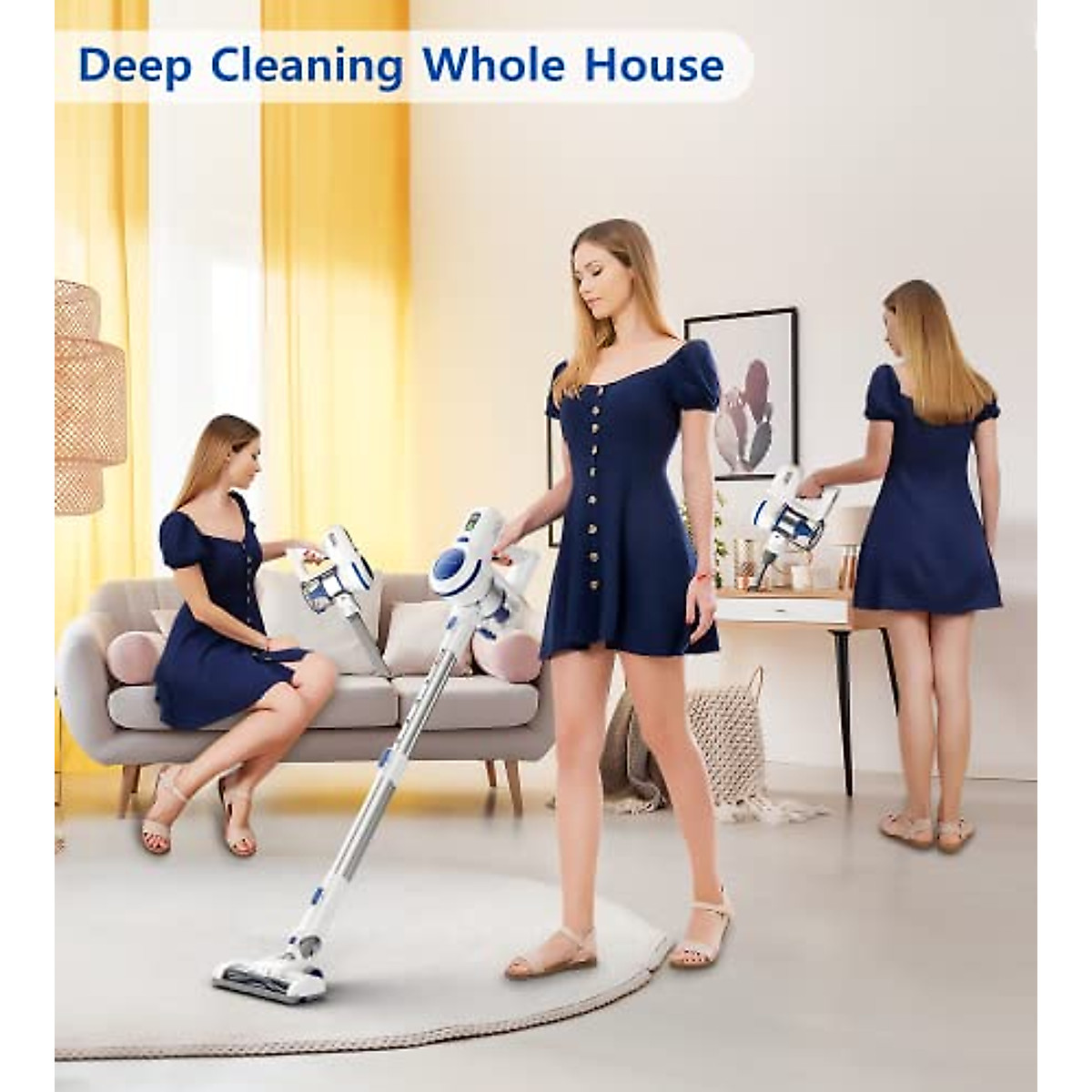 ORFELD Cordless Vacuum Cleaner, 22000Pa Powerful Cordless Vacuum 6 in 1, 35Mins Long Runtime, Lightweight & Ultra-Quiet Stick Vacuum for Hardwood Floor Carpet Pet Car Cleaning