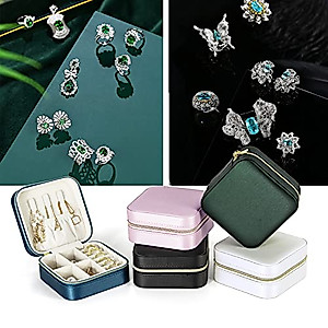 KAMIER Small Jewelry Boxes for Women | Portable Travel Jewelry Case | Wire Drawing Leather Jewelry Organizer Box for Earrings, Ring, Necklaces(Black)