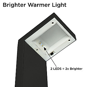 Enchanted Spaces Set of 2 Modern Solar Black Metal Outdoor L-Shaped Path Lights with Bright LED, Solid Metal Aluminum Groundstake