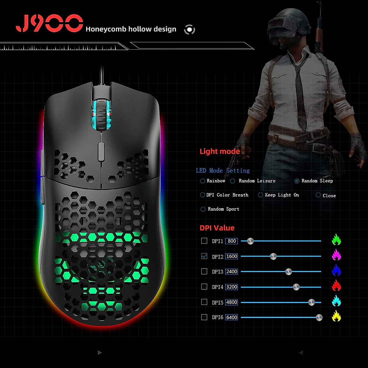 FELICON Portable one Handed Gaming Mechanical Keyboard and Mouse Combo, RGB Backlit Wired Gaming Left Handed and Up to 6400DPI Honeycomb Shell Mouse for PC Laptop Computer