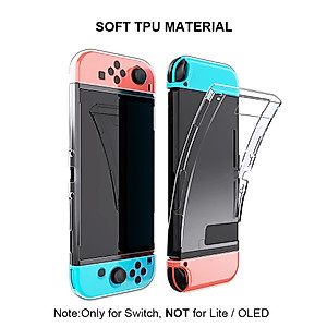 Bealuffe Clear Case for Nintendo Switch Soft TPU Case Protective Cover for JoyCon Transparent Shock-Absorption Case