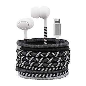 URIZONS Rope Braided Earphones with Mic, Kids Earbuds, in-Ear Lighting Headphones,Tangle-Free Cord Wrapped for iPhone 7, 8,11,12.14,XR MAX