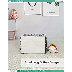 FANKANG Storage Bins, Nursery Hamper Canvas Laundry Basket Foldable with Waterproof PE Coating Large Storage Baskets for Kids Boys and Girls, Office, Bedroom, Clothes,Toys(Rec-grey wave)
