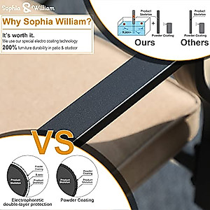 Sophia & William Patio Dining Chairs Set of 2 Swivel Outdoor Dining Metal Chair with Cushion Support 300 lbs for Garden Backyard Bistro Furniture Set