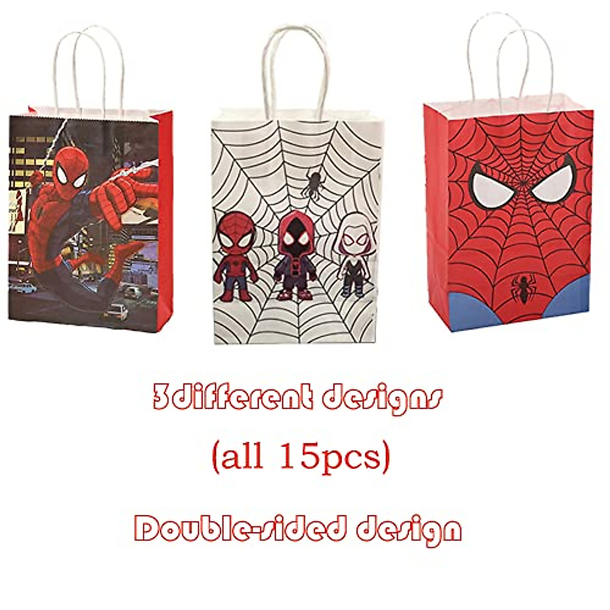 15 PCS Spider-man Party Gift Tote Bag,Super Hero Gift Candy Bag for Kids, Spider Hero Theme Birthday Party Supplies Decoration for Boy