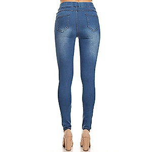 Women's Stretch Pull-On Skinny Ripped Distressed Denim Jeggings Pants 3XL Blue-69