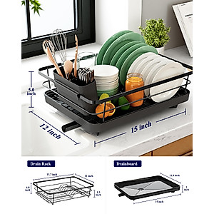 Kitsure Dish Drying Rack- Space-Saving Dish Rack, Dish Racks for Kitchen Counter, Durable Stainless Steel Kitchen Drying Rack with a Cutlery Holder, Drying Rack for Dishes, Knives, Spoons, and Forks