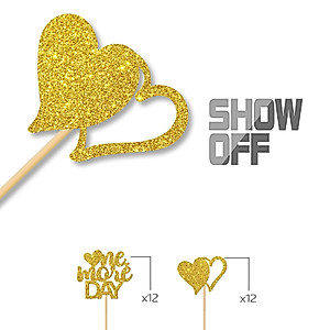 MonMon & Craft One More Day Cupcake Toppers/Wedding Rehearsal/Wedding Engagement Mr & Mrs Party Cupcake Dessert Decorations - Bridal Shower Cupcake Toppers Glitter 24 Pcs