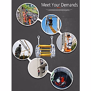 SUTON Emergency Fire Escape Ladder Flame Resistant Safety Rope Ladder with Hooks Fast to Deploy & Easy to Use Compact & Easy to Store Withstand Weight up to 2000 pounds (16ft)