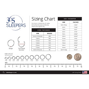365 SLEEPERS 2PCS 16G Surgical Stainless Steel 6mm - 10mm Hinged Hoop Segment Nose Helix Tragus Septum Ring Unisex Sleeper Earrings