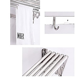 EAFTOS Wall Mounted Stainless Steel Drying Rack Great for Laundry Room,Bathroom,Utility Area Clothes Retractable Folding Bathroom