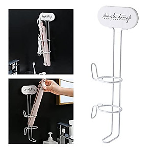 yotijay Farmhouse Metal Wire Bathroom Wall Mount Curling Iron Holder Hair Styling Tool Organizer Storage Basket Iron, Curling, White