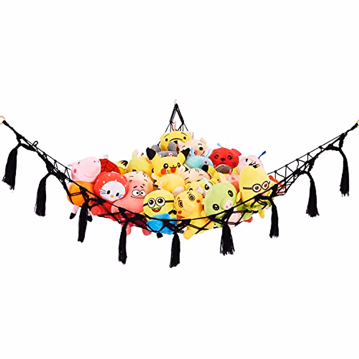 LinXius Stuffed Animal Hammock, Net for Stuffed Animals, Jumbo Toy Hammock for Stuff Animals Plush Toy Storage Corner Hanging Wall Net Large Boho Corner Teddy Bear Net for Kids Black