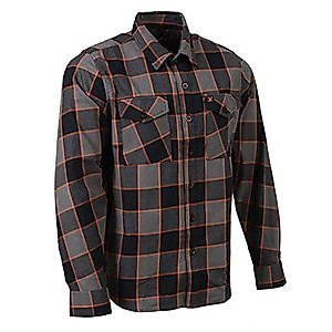 Milwaukee Leather MNG11648 Men's Grey with Brown and Orange Long Sleeve Cotton Flannel Shirt - 2X-Large