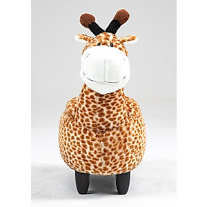 Home 2 Office Geno The Giraffe Ottoman with Storage for Kids' Bedroom, Playroom, Nursery or Recreation Room Decor, Soft Animal-Shaped Toddler Furniture with Wooden Legs