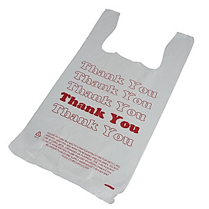 SSWBasics White Thank You Bags Case of 500-11 ½” x 6" x 21" - Thickness .48mil HDPE- Standard Supermarket Size, Perfect for Grocery, Retail, Convenience Stores, Take-Out and Home Use