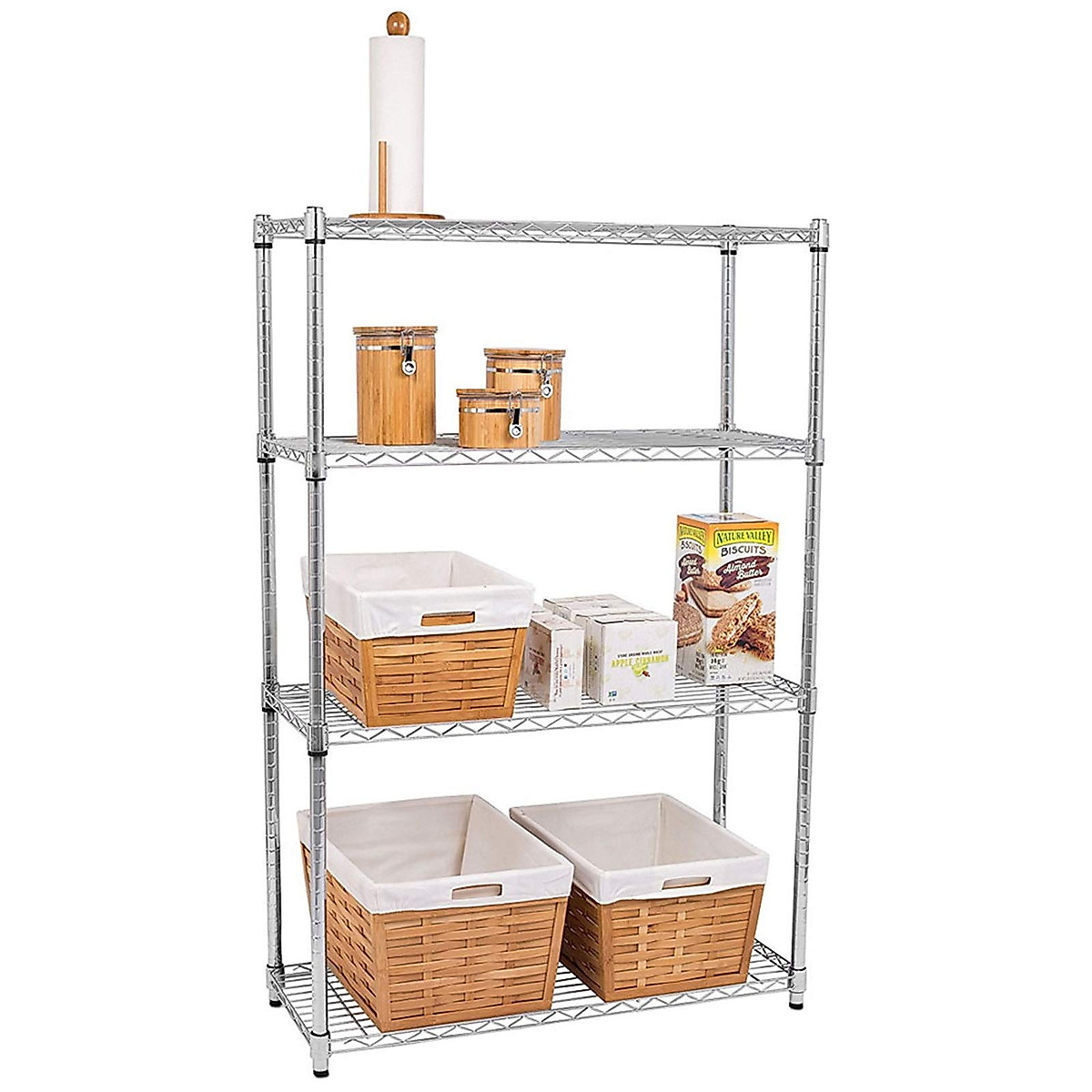 LEGENDARY-YES 4 Tier Layer Chrome Shelf - 36"x14"x48" Easy Assembly Steel Wire Metal Shelving Rack