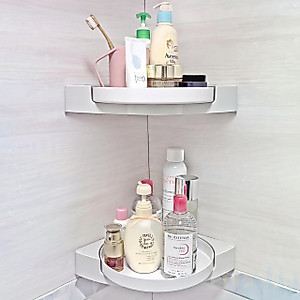 ZHILIN5A 2 Pack Shower Caddy Corner, 360° Rotate Shower Organizer Shelves, Shower Lazy Susan Organizer Turntable for Bathroom Storage, No Drilling Corner Shower Shelf Rack for Bathroom,