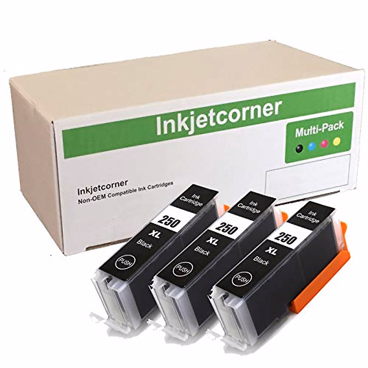 Inkjetcorner Compatible Ink Cartridge Replacement for PGI-250BK PGI 250XL PGBK for use with MX922 MG7520 MG5620 MG5520 MG7120 MG6320 MG6620 (Big Black, 3-Pack)