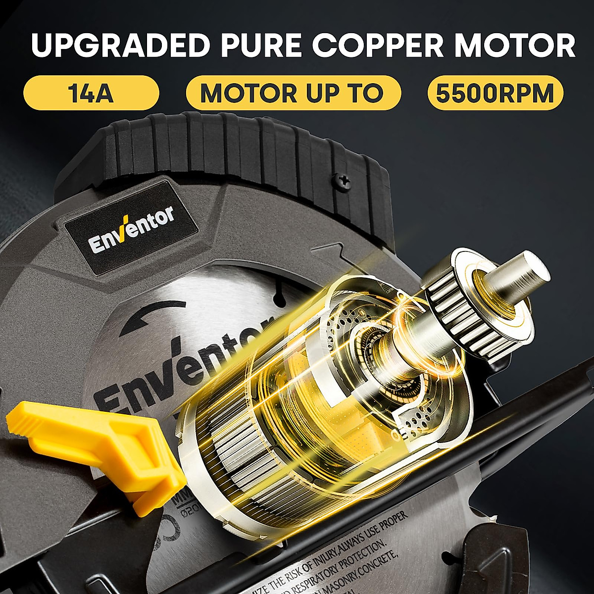 ENVENTOR Circular Saw Corded, 14A Electric Circular Saws 7-1/4-Inch with Laser Guide, 2 Blade Saws (40T/24T), Max Cutting Depth 2-7/16"(90°), 1-13/16"(0°-45°), Single Handed Bevel, 5500RPM