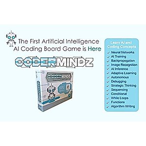 CoderMindz Game for AI Learners! NBC Featured: First Ever Board Game for Boys and Girls Age 6+. Teaches Artificial Intelligence and Computer Programming Through Fun Robot and Neural Adventure!