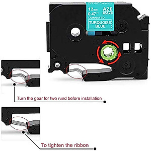 12mm 0.47Inch TZ Ptouch Label Maker Tape Compatible for Brother P Touch PTD210 PTD200 PTH110 PTD400 PTD600 Label Maker, (White/Gold/Pastel Blue/Turquoise Blue/Black/Berry Pink), 6 Pack