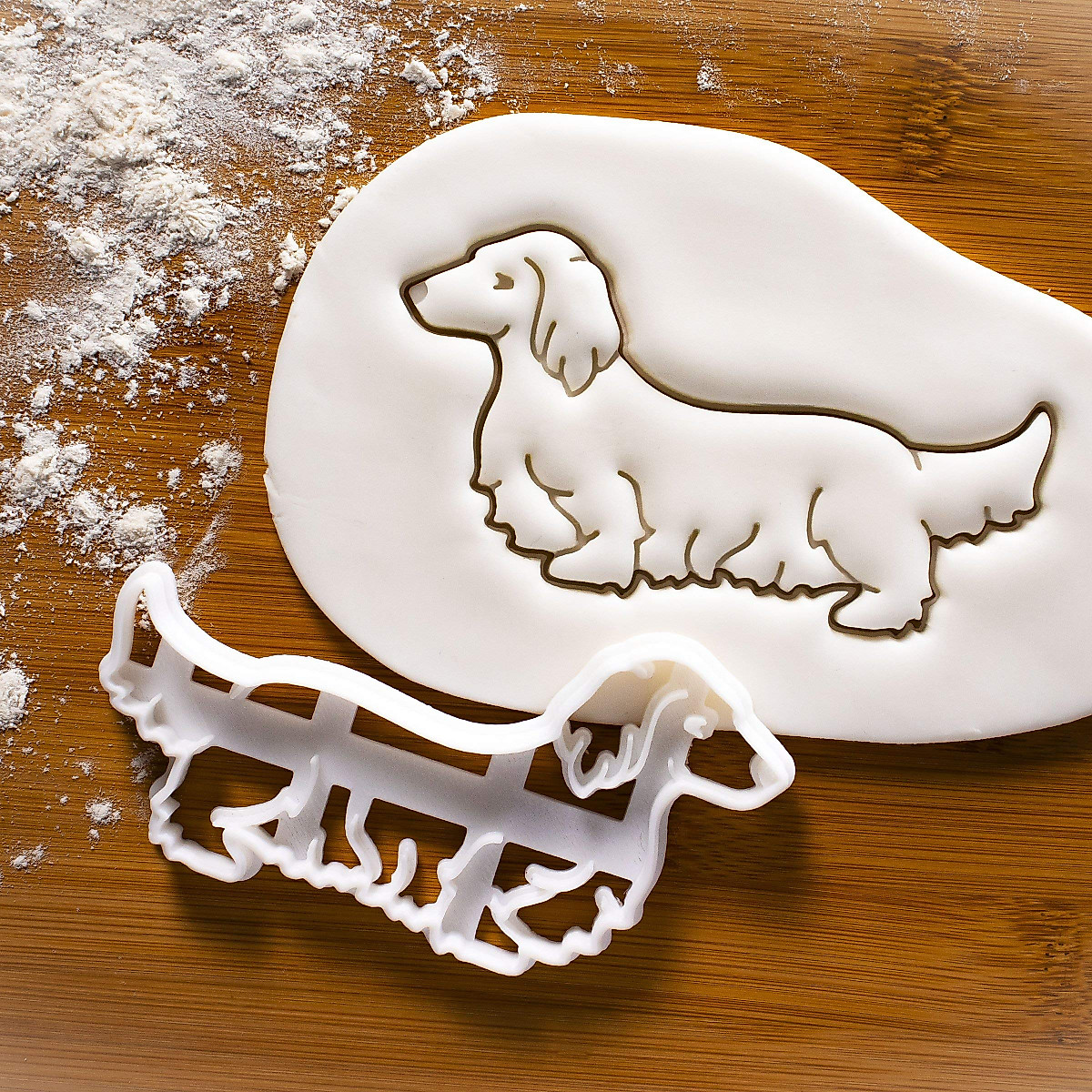 Set of 2 Long Haired Dachshund cookie cutters (Designs: Body & Face), 2 pieces - Bakerlogy