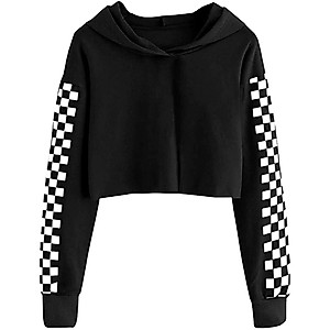 Meikulo Crop Tops Hoodies for Teen Girls Clothes Kids Cute Shirts Long Sleeve Fashion Sweatshirts Sweatpants Jogger Two Piece Outfits Athletic Sweatsuit Clothing Sets Black, 9-10 Years