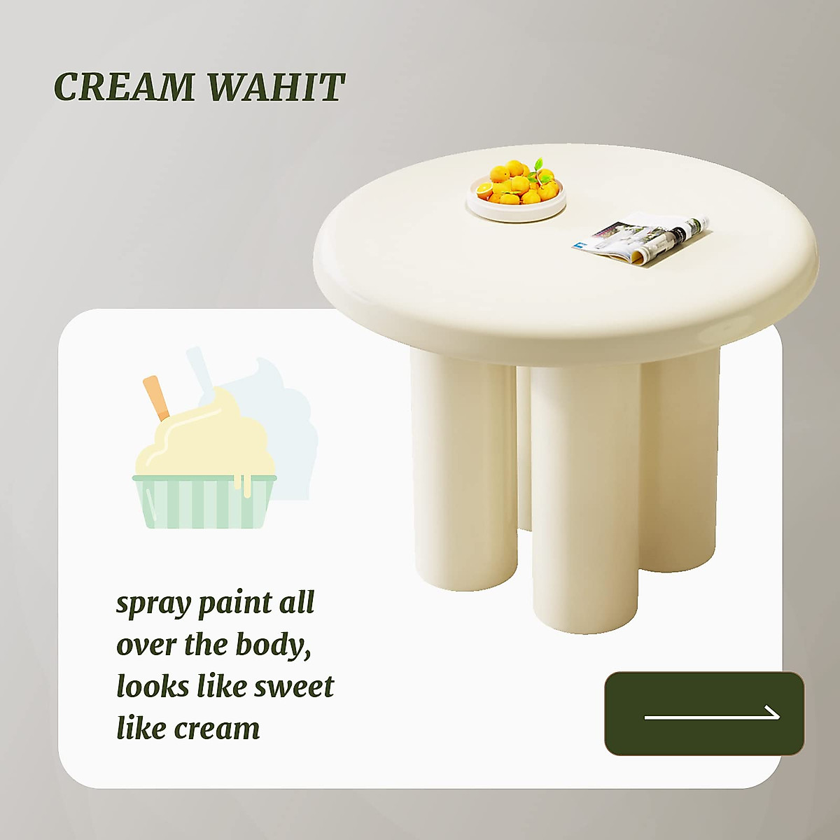 HOTICKME 39.37" White Kitchen Table, Modern Round Dining Table for Kitchen, Bar, Living Room, Dining Room Table, Table Only