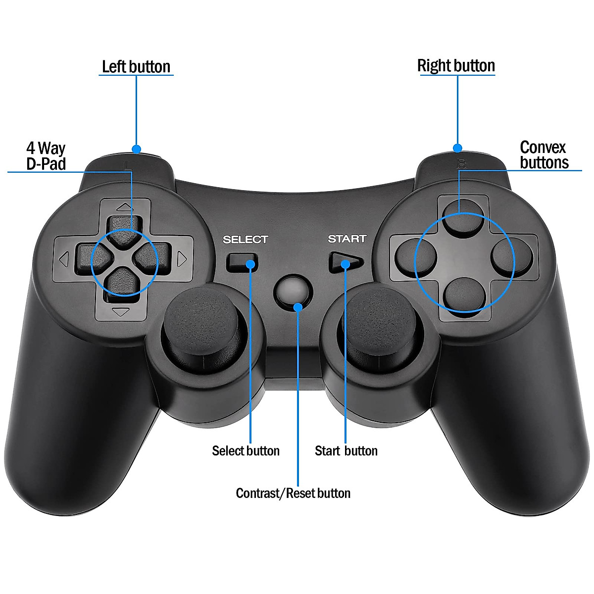 Ceozon PS3 Controller Wireless Gamepad for PS3 Remote Controller with Charging Cords 2 Pack Black and Muti-Coloful