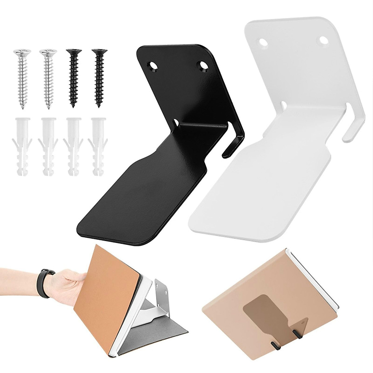 YESBAY 1 Set Stylish Floating Bookshelf Set Wall Mounted Book Shelf Organizer Space-Saving Simple Installation Invisible Wall Mounted Shelves Heavy-Duty Bookshelf for Books White