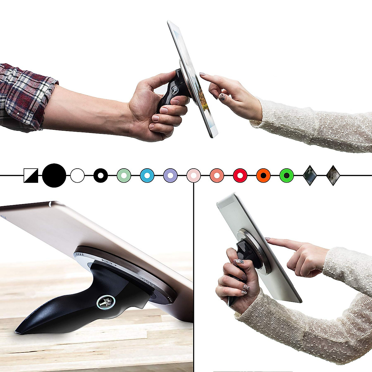 TORCHGRIP Universal Tablet Stand and Tablet Handle Compatible with iPad, Samsung and Most Other Tablets (Black/Black)