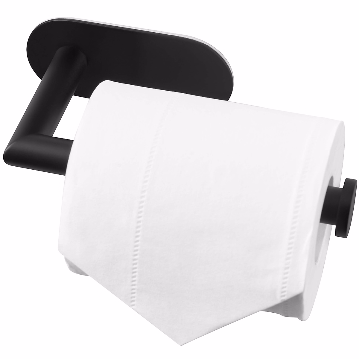 HITSLAM Matte Black Toilet Paper Holder Adhesive, Stainless Steel Self Adhesive Toilet Paper Roll Holder for Bathroom