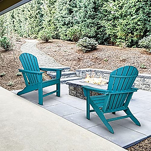 Leisure Classics UV Protected HDPE Indoor Outdoor Adirondack Lounge Patio Porch Deck Chair, Turquoise